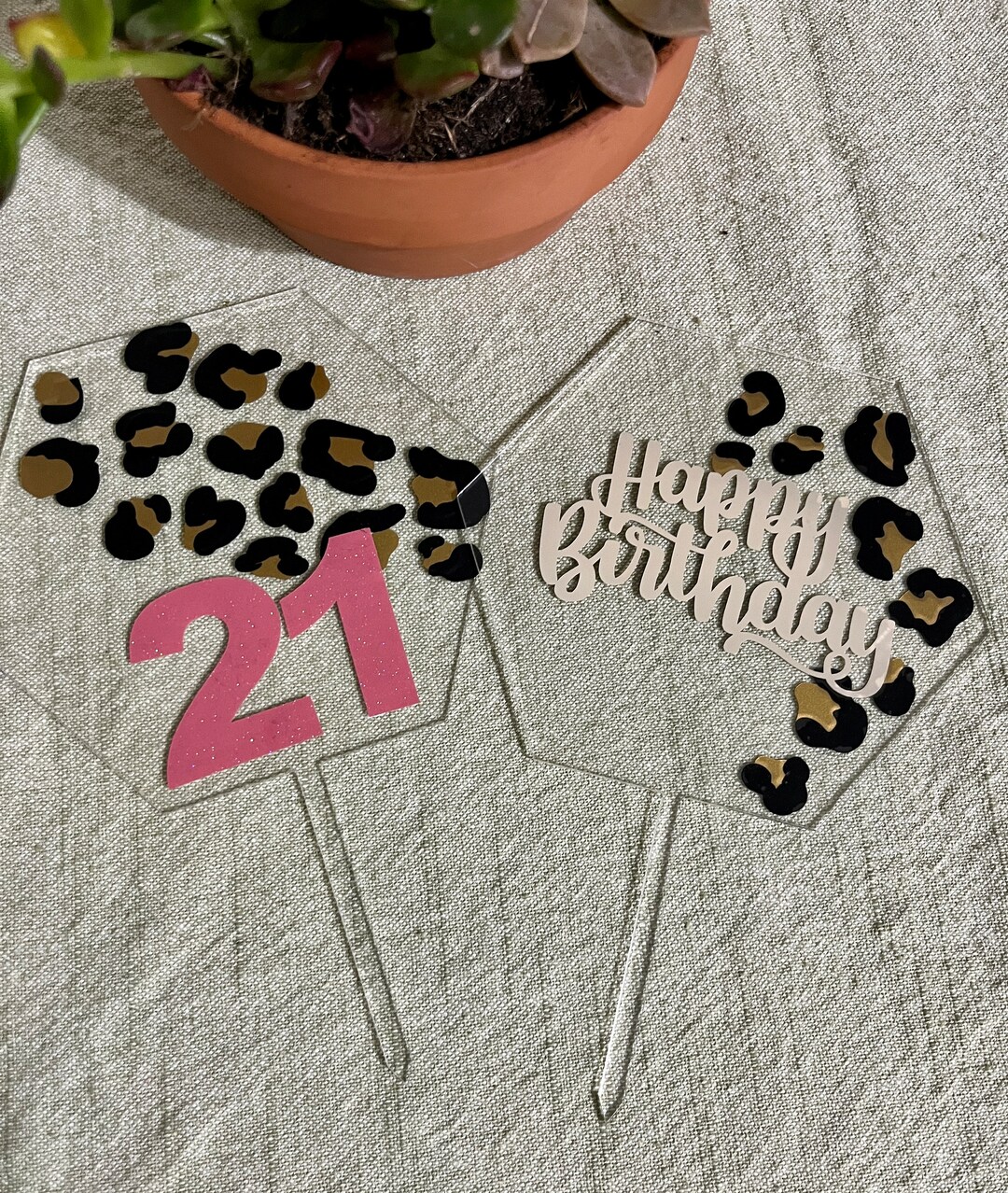 Hexagon Cheetah Cake Topper - Etsy