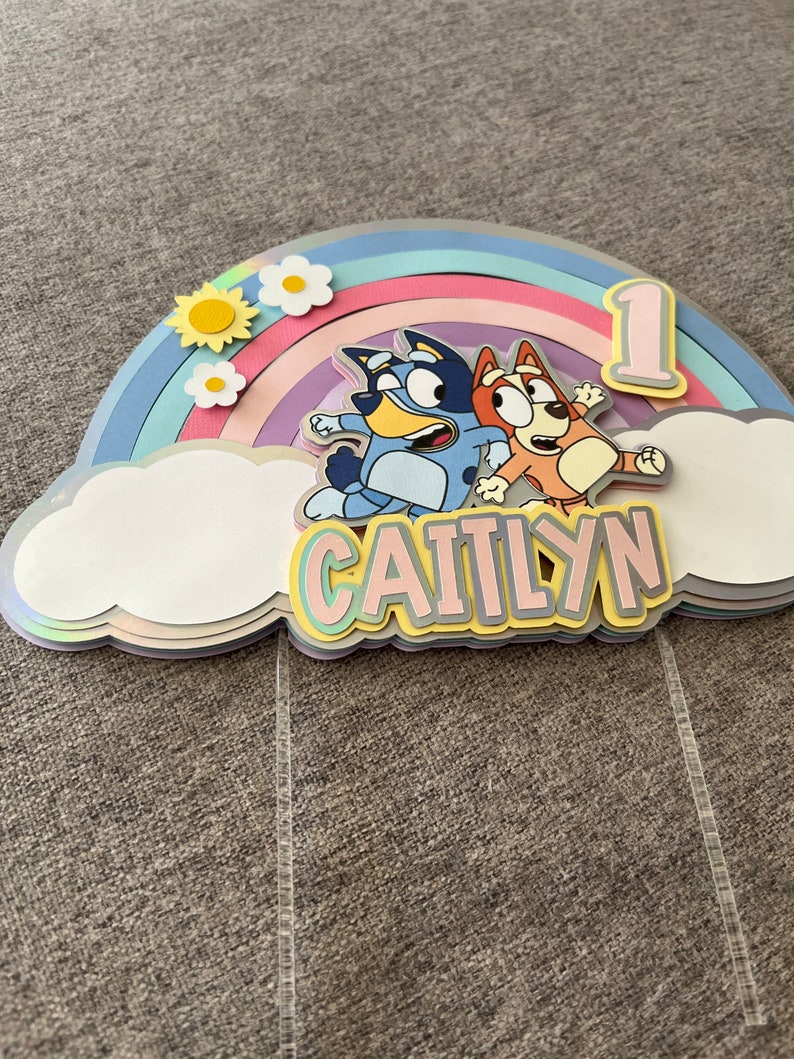 Blue Dog Rainbow Cake Topper - Etsy