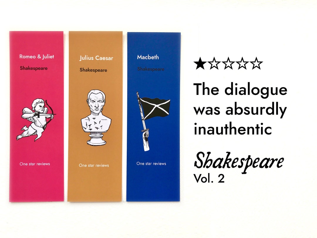 Bad Reviews of Shakespeare Bookmarks (set of 3), Romeo and Juliet ...