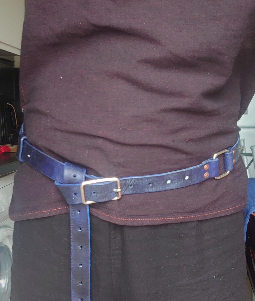Blue Leather Medieval Style Belt - Etsy