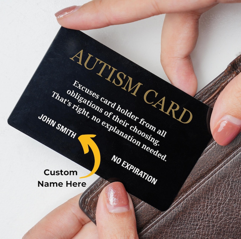 Custom Metal Autism Card: Neurodivergent Humor, Personalized Wallet ...