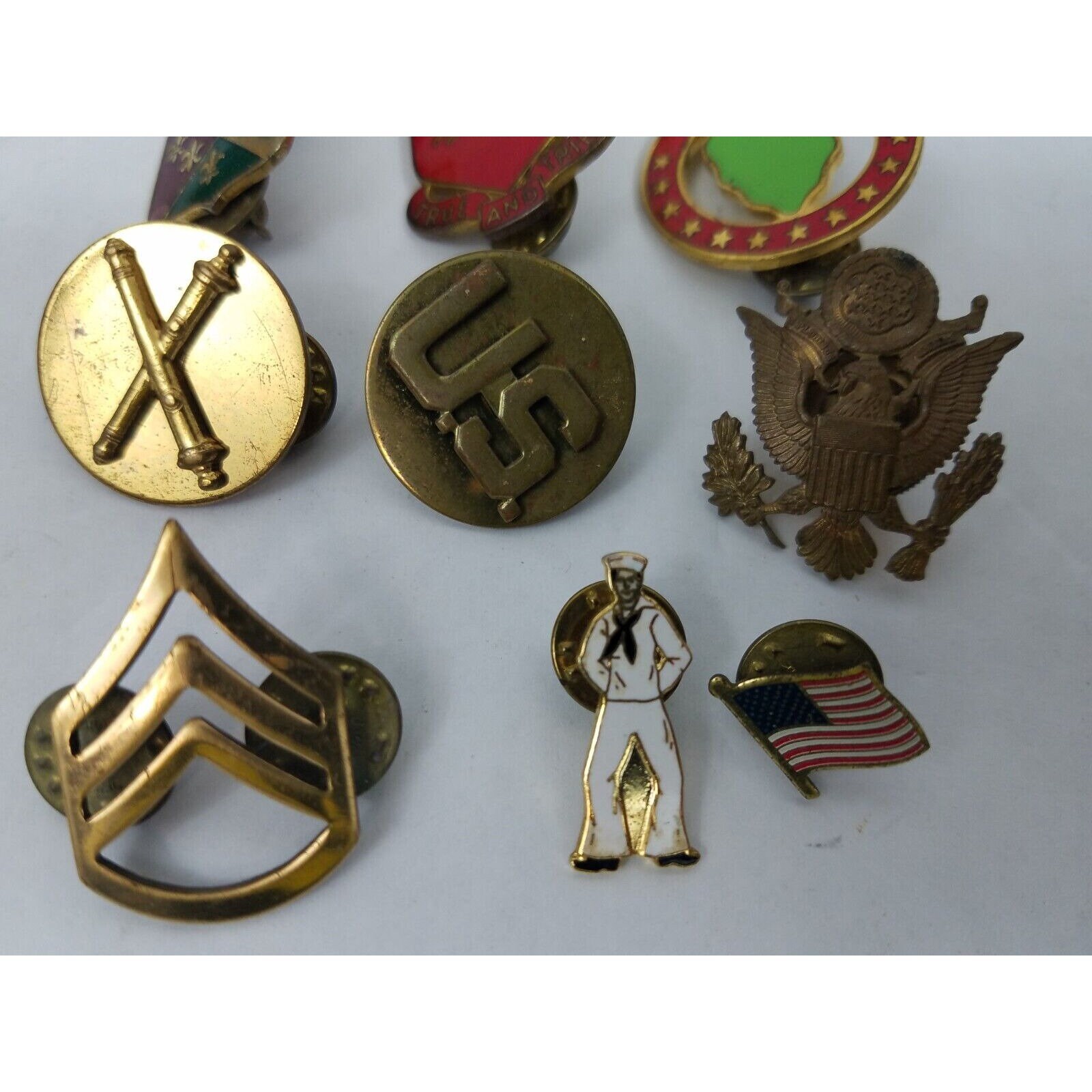 Vintage United States Military Lot Hat Pins Badges Bars Army Navy ...