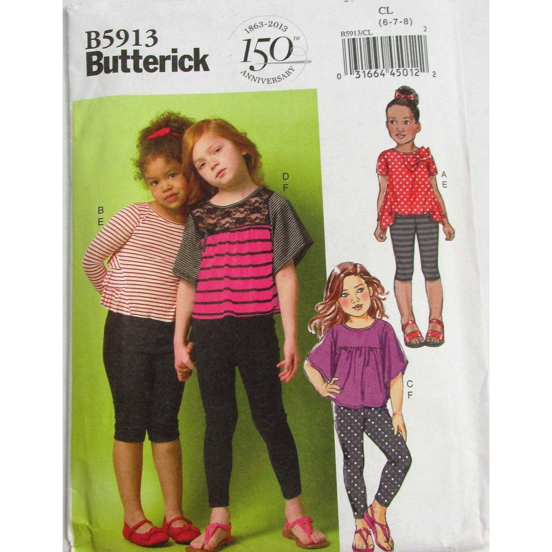 Butterick Children's Sewing Pattern B5913 Trendy Ruffle Back Top Girls ...
