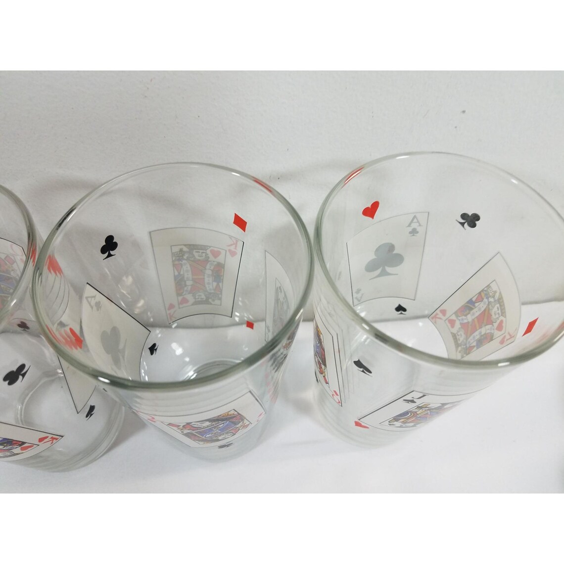 Playing Card Pint Highball Glasses Card Party Poker Game Barware VTG ...