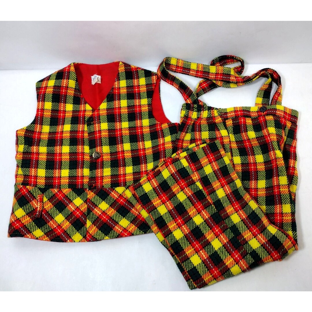 R Gee Kids Girls Size 4T Plaid Vest Pants Set Vintage 1970s - Etsy