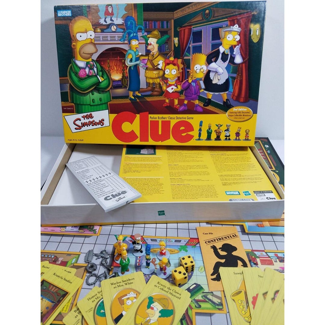The Simpsons CLUE 2nd Edition Board Game 2002 Complete - Etsy