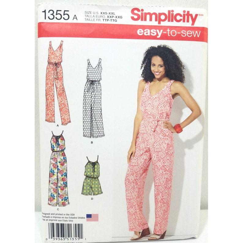 Simplicity Sewing Pattern 1355 Womens Maxi Dress Jumpsuit Pants Size ...
