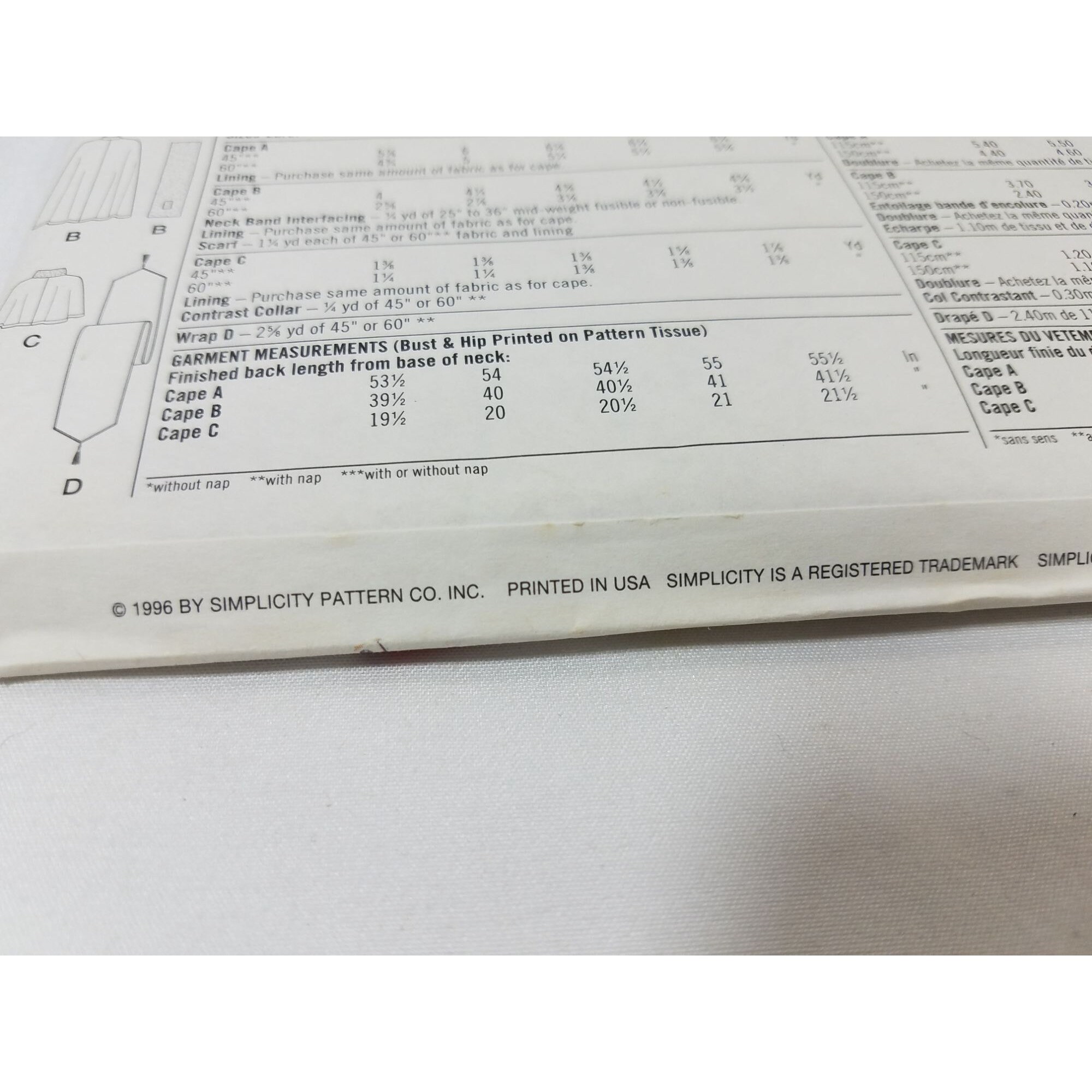 Simplicity Sewing Pattern 7438 Womens Cape or Wrap Size XS-S-M Uncut ...
