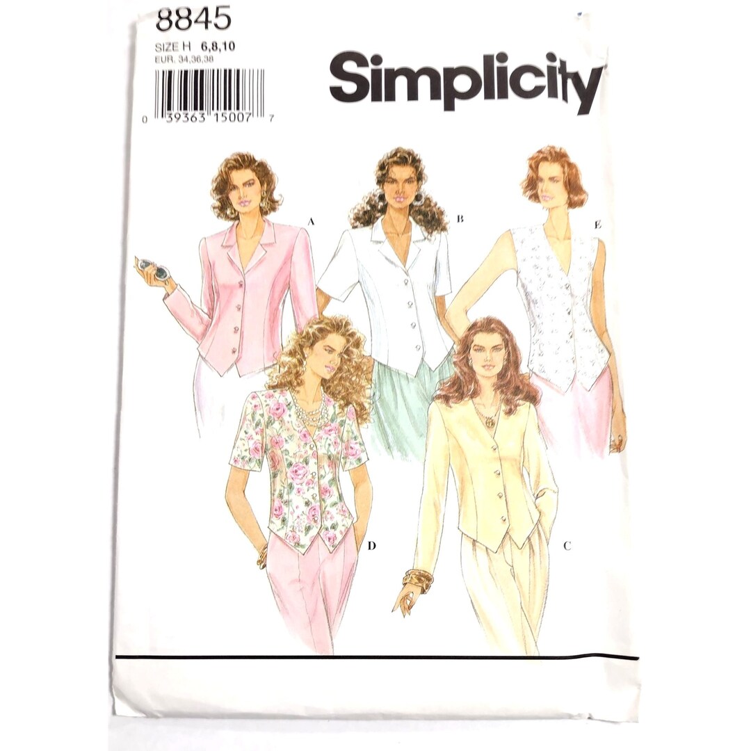 Simplicity Sewing Pattern 8845 Womens Top Blouse Shirt Size 6-8-10 ...