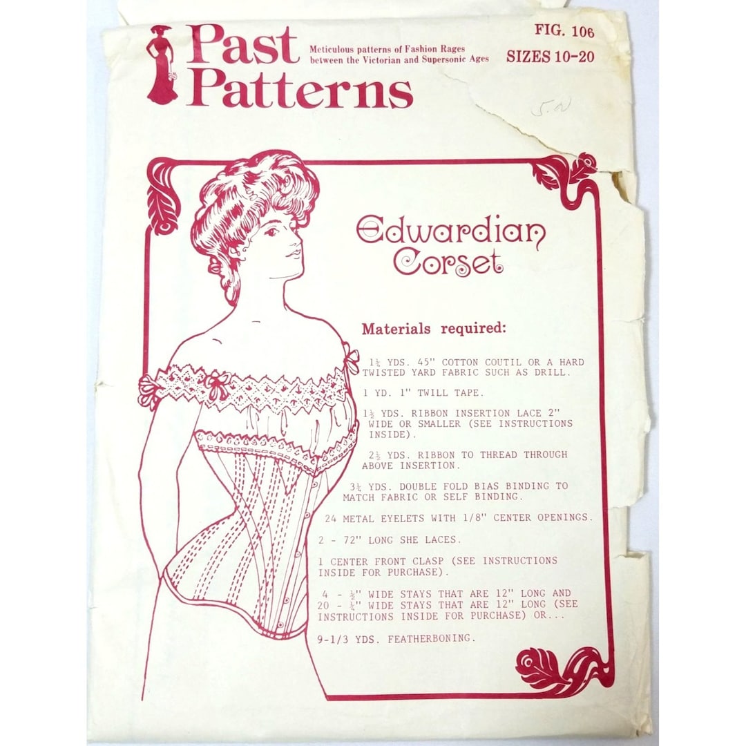 Past Patterns Sewing Pattern Edwardian Corset Size 10-20 Uncut - Etsy