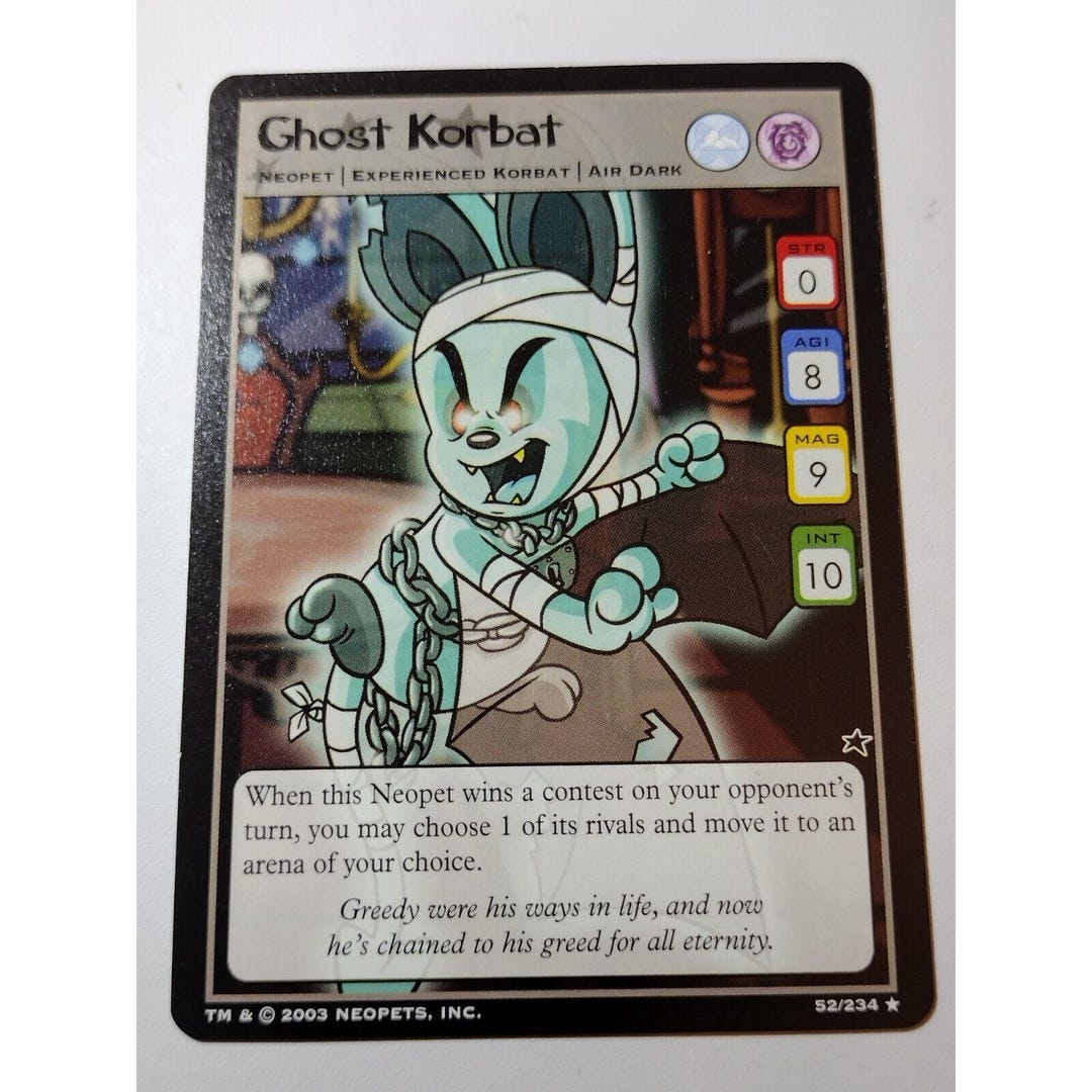 Ghost Korbat 52/234 Neopets Card Base Set 2003 First Edition Trading ...