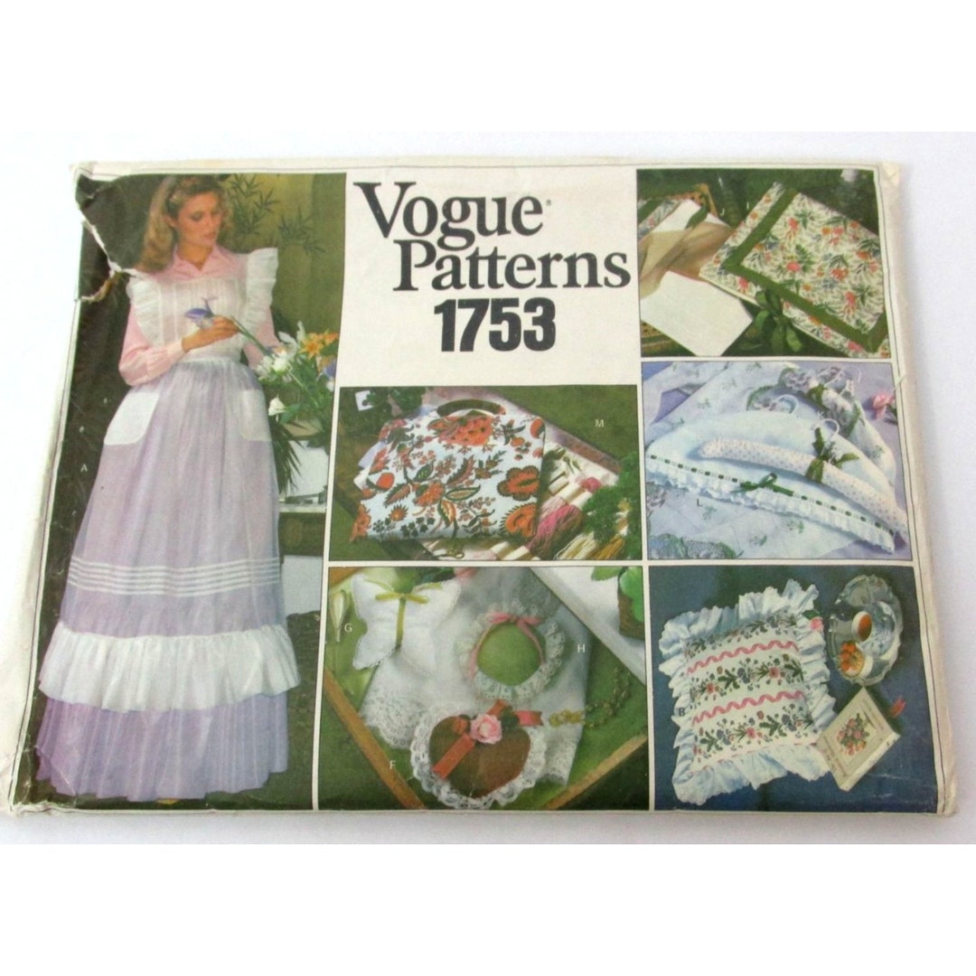 Vogue Sewing Pattern 1753 Prairie Dress Apron Gifts Pillow Sache Large ...
