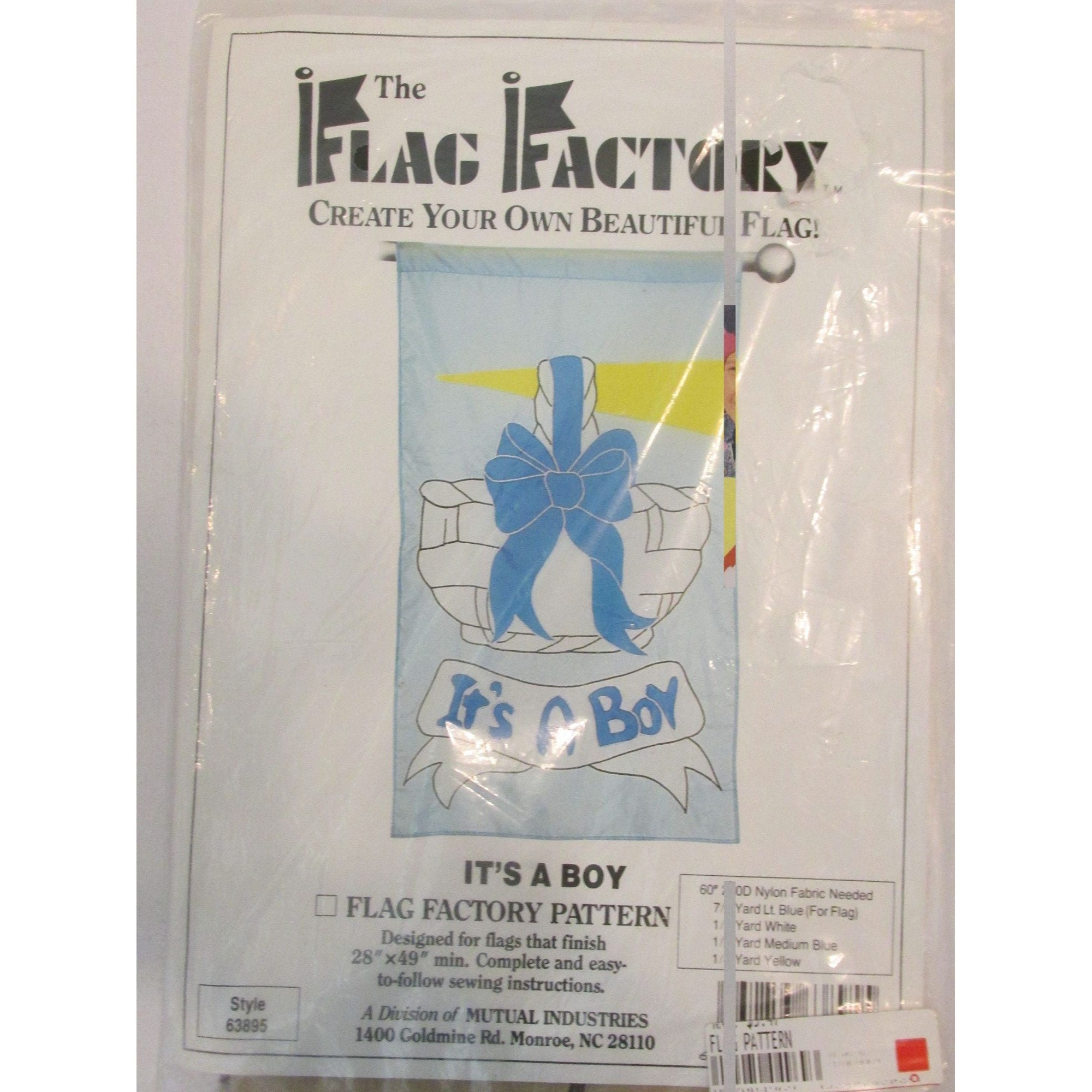 The Flag Factory It's A Boy Sewing Pattern 28 X 49 Style 63895 Uncut ...