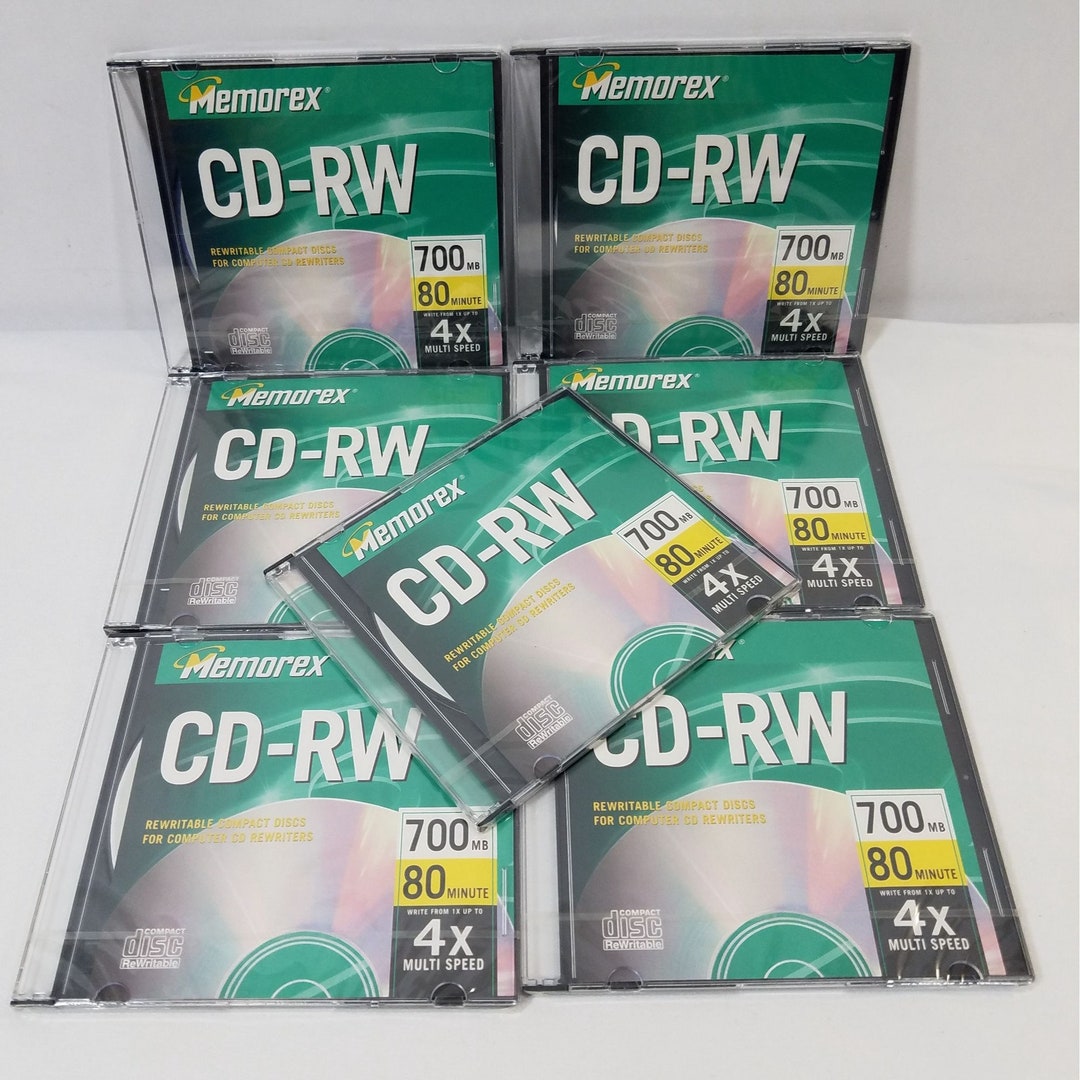 Memorex CD-RW 7 Single Packs Rewritable 700mb up to 4x Multi Speed 80 ...