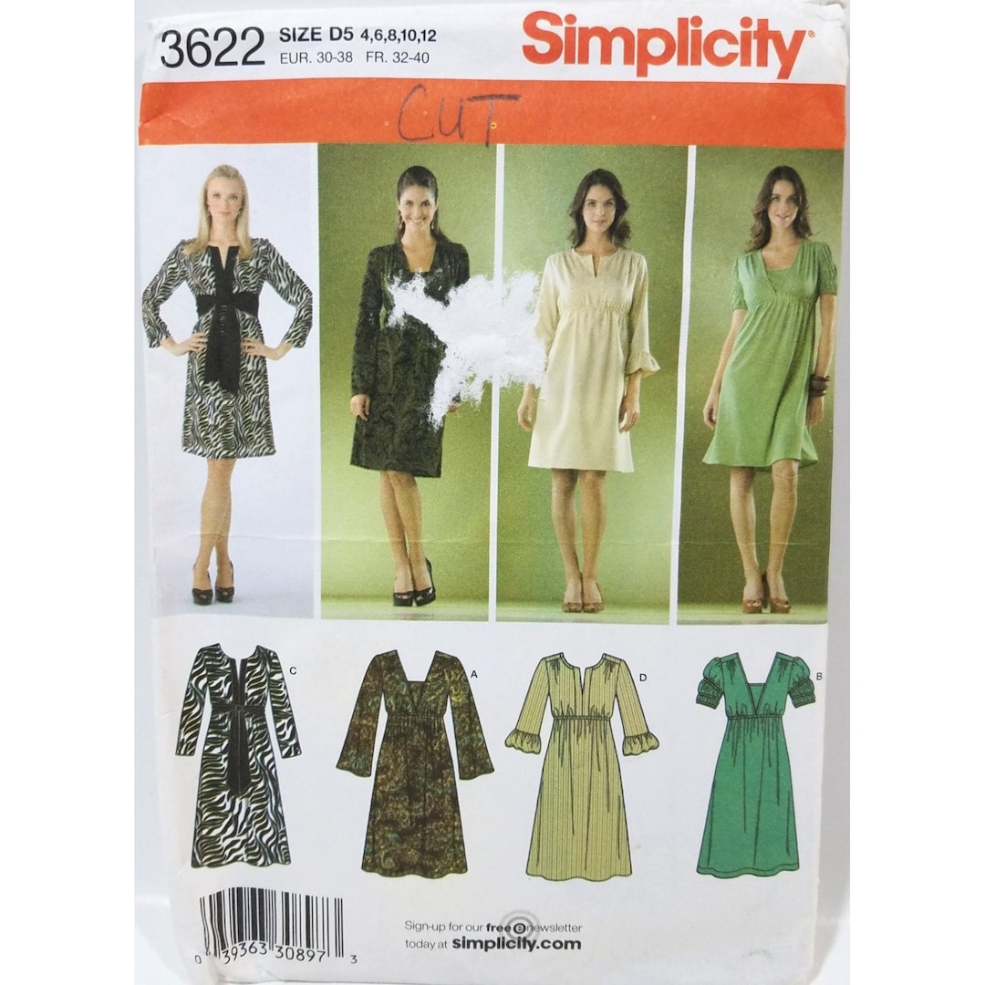Simplicity Sewing Pattern 3622 Womens Dress Pullover Knit or Woven Size ...