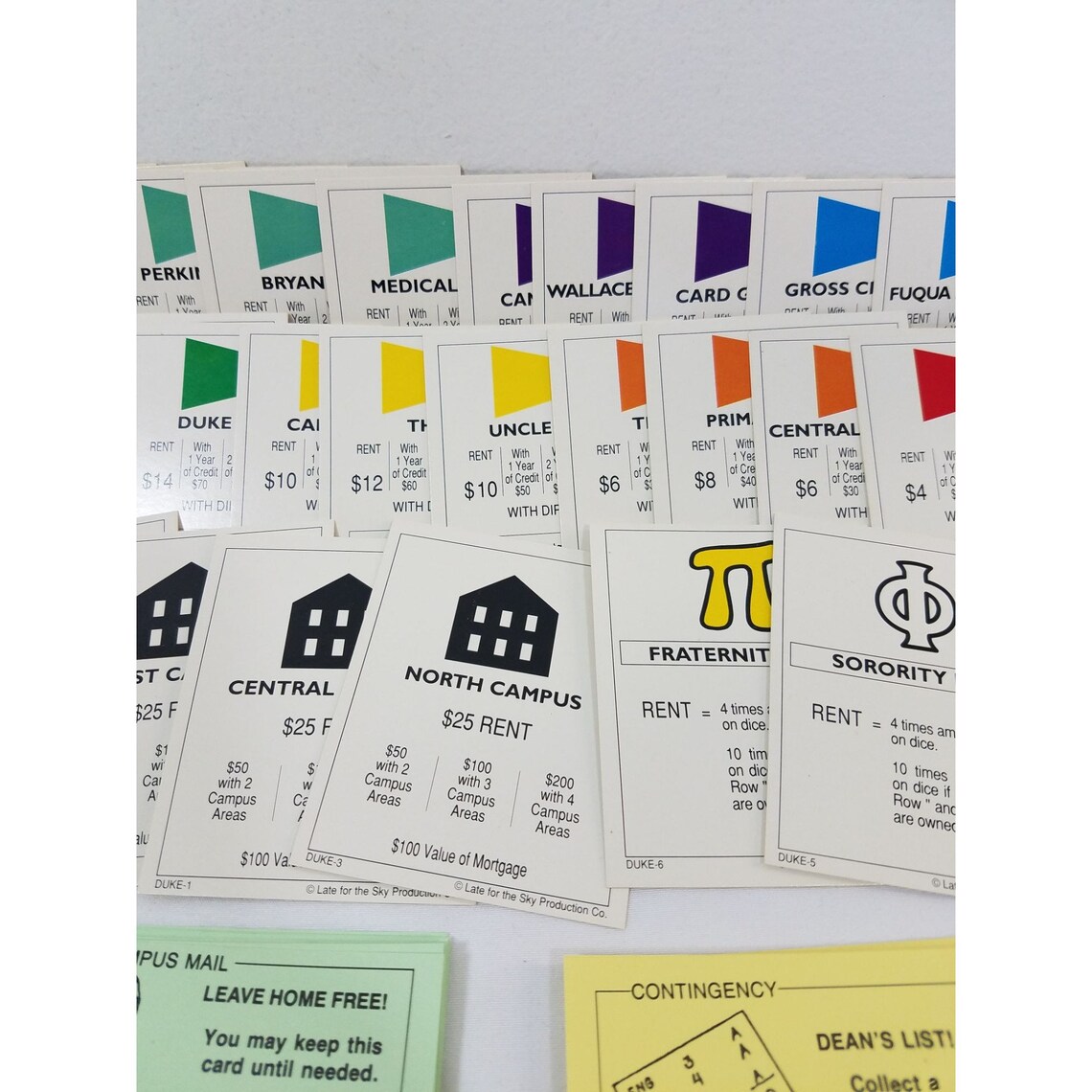 Dukeopoly Monopoly University Replacement Cards Pieces Parts Bundle ...