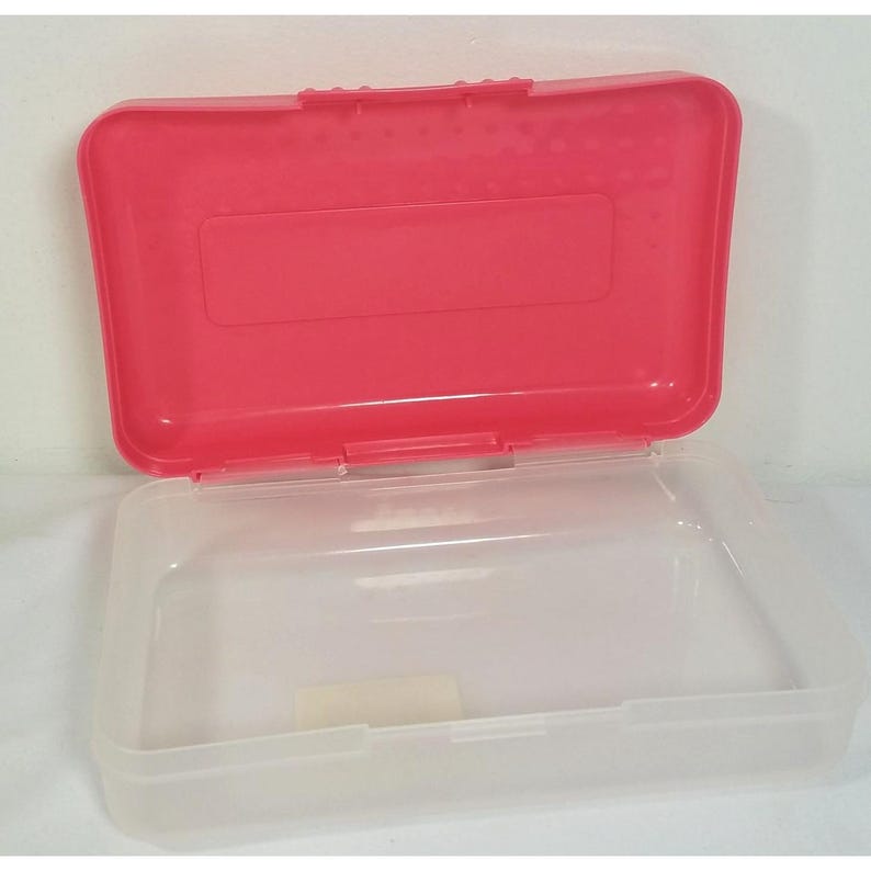 SPACEMAKER Pink Pencil Box Storage Case Vintage 90s Made USA Clear ...