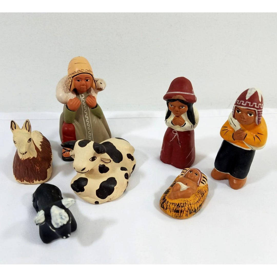 Handcrafted Peruvian Nativity Scene Figurines Clay Folk Art Set - Etsy