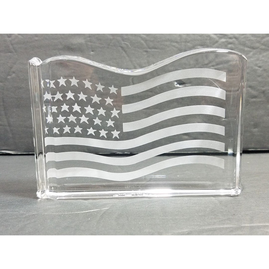 Tiffany & Co Crystal American Flag Paperweight Val St. Lambert De Sores ...