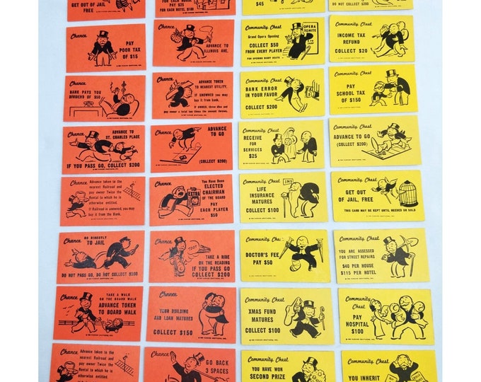 Monopoly Chance Community Chest 32 Cards Complete Set Game Replacement ...