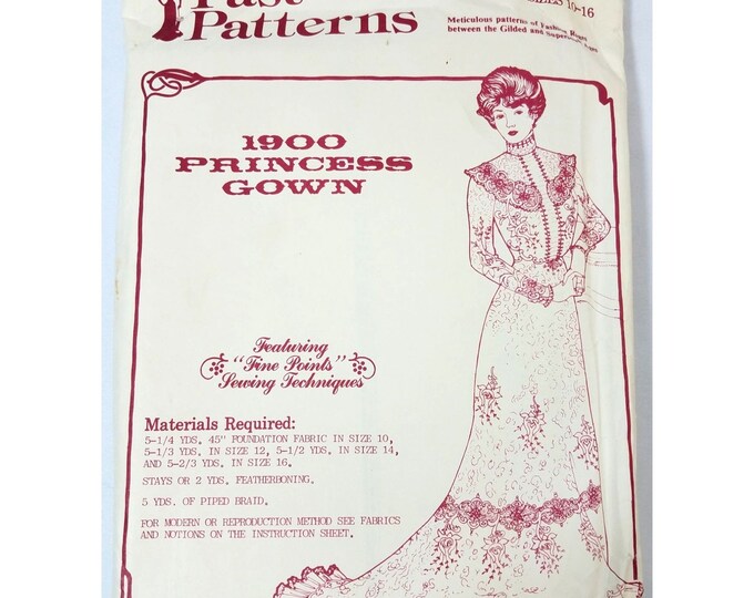 Past Patterns Sewing Pattern 1900 Princess Gown Size 10-16 Uncut ...