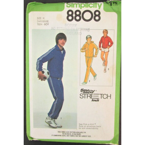 Simplicity Sewing Pattern 8808 Boys Track Suit Sz 14-16-18 | Etsy