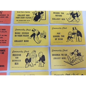 Monopoly Chance Community Chest 32 Cards Complete Set Game Replacement ...