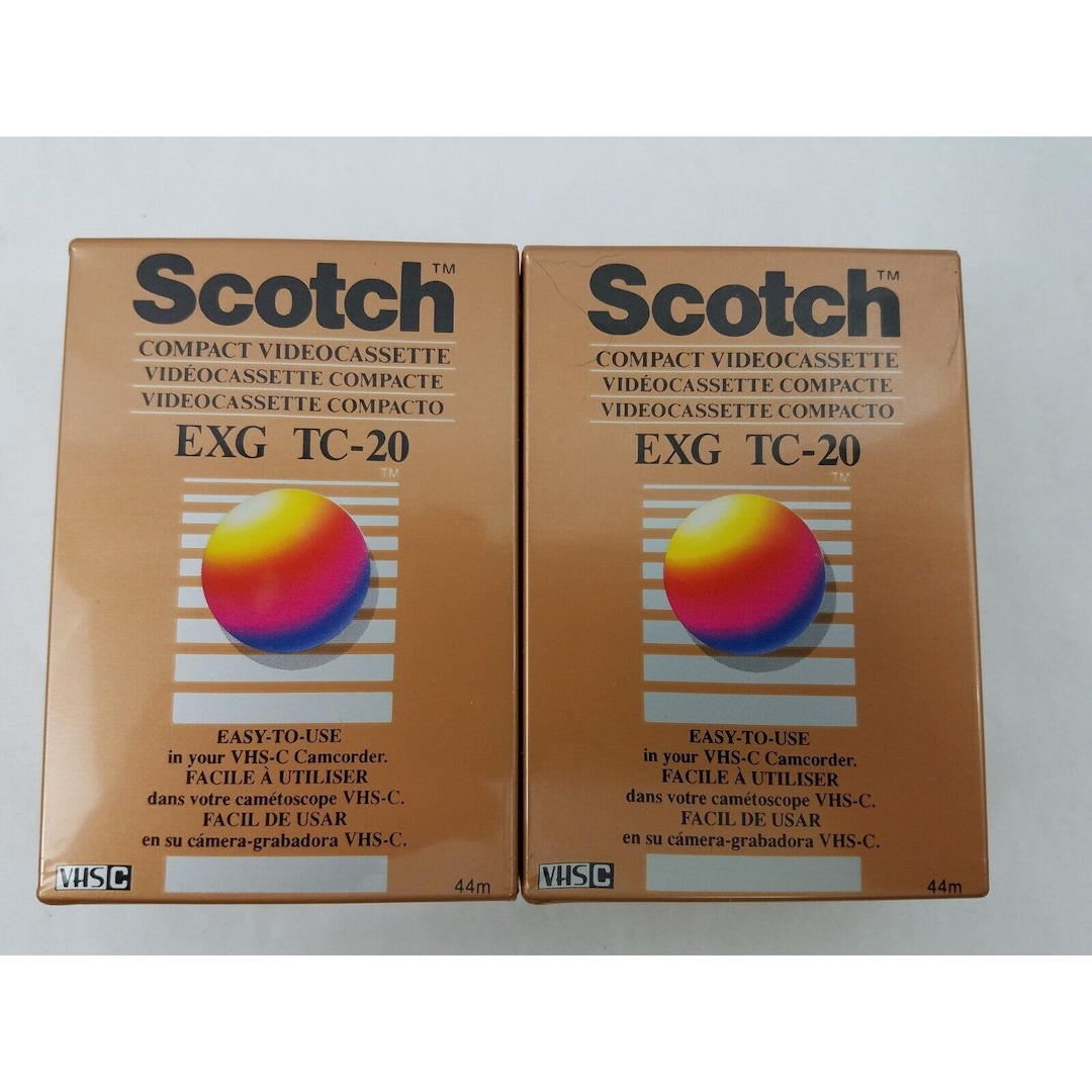 2 Scotch 3M EXG Extra High Grade TC-20 VHS-C Compact Videocassette New ...