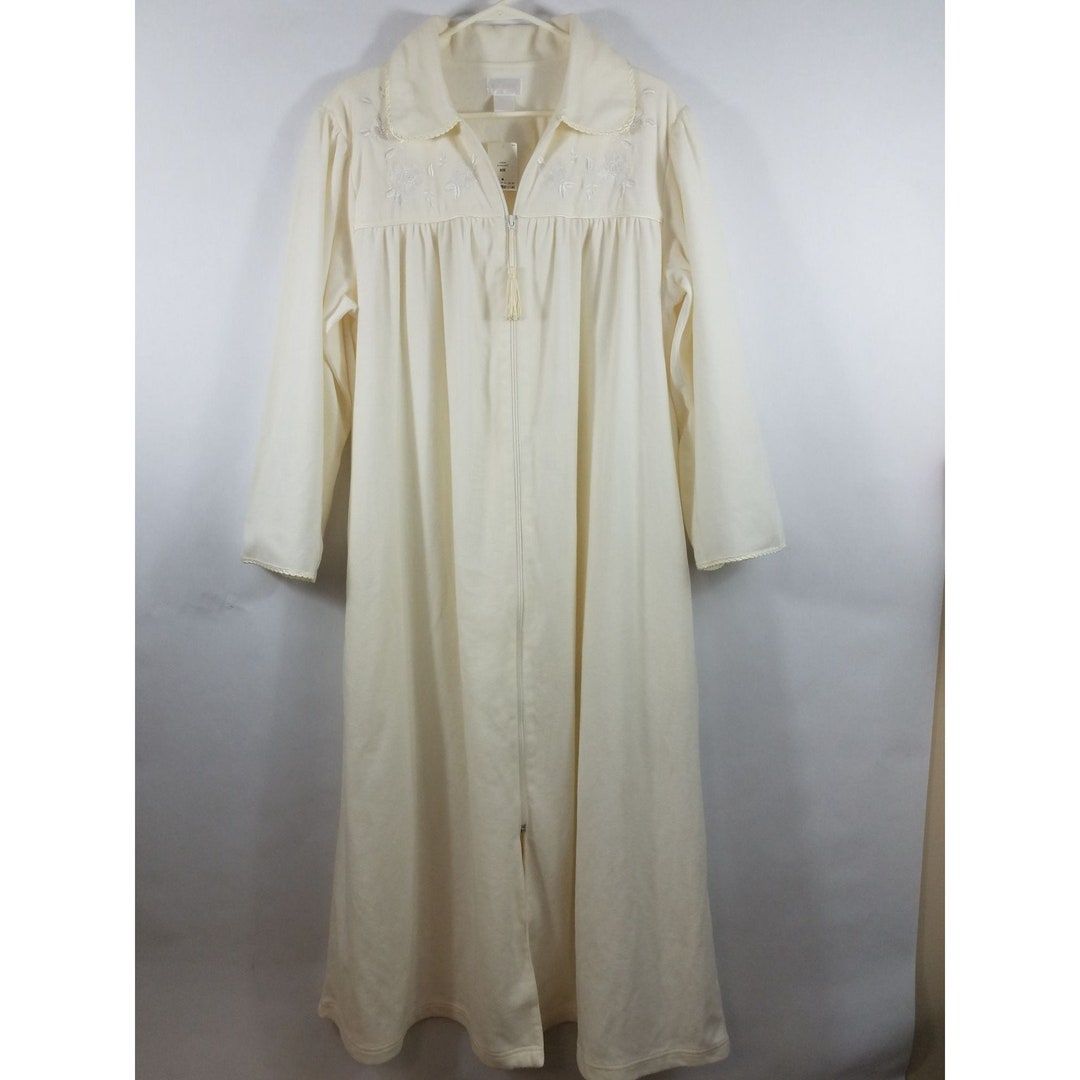 Go Soft Extra Long Fleece Robe Zip up NWT Ivory Whisper White Sz M - Etsy