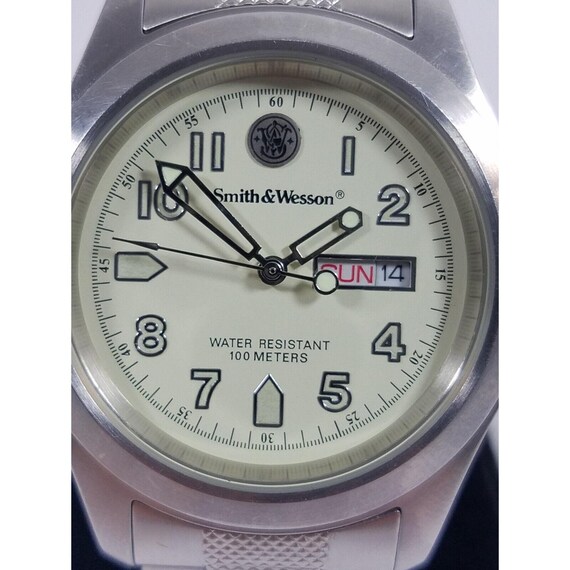 Smith & Wesson Mens Watch Stainless Steel Day Date Qu… - Gem