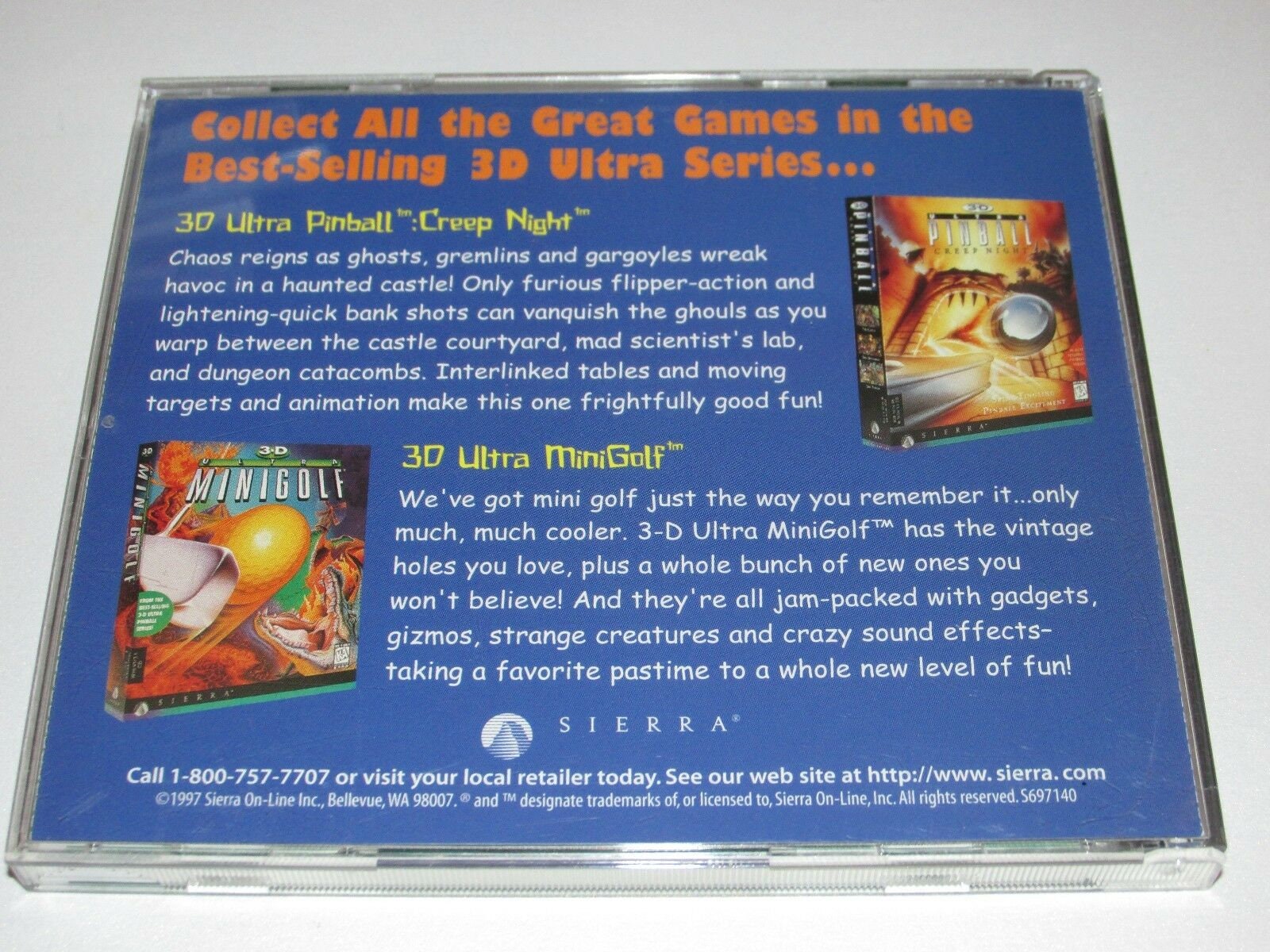 3D Ultra Pinball the Lost Continent PC Game Disc and Case Sierra Games ...