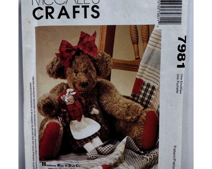 Mccall's Crafts Sewing Pattern 7981 Gracie Bear and Her Doll Uncut 1995 ...