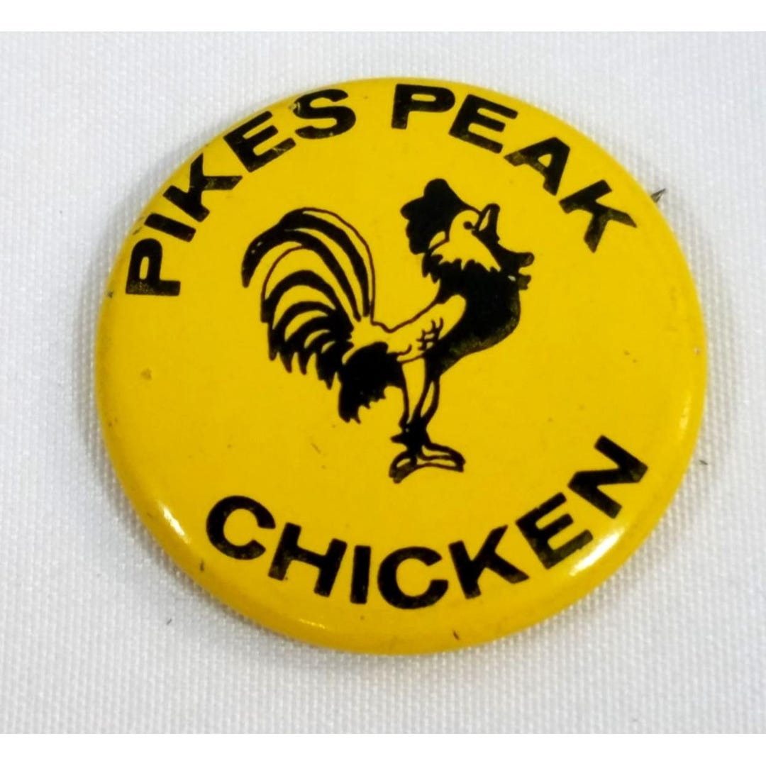 Vintage Pikes Peak Chicken Pinback Button Colorado Souvenir - Etsy