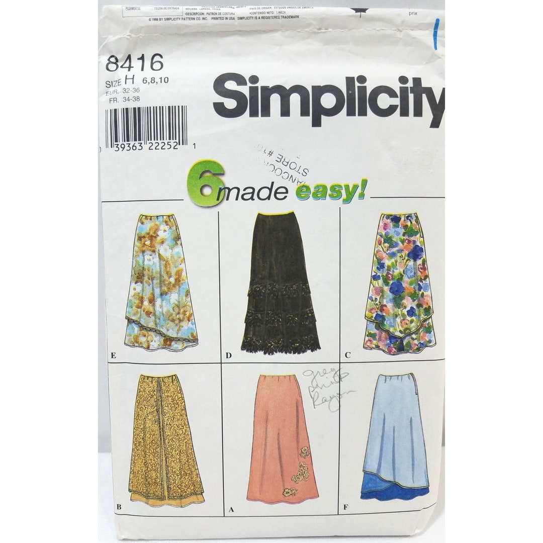 Simplicity Sewing Pattern 8416 Womens Skirts Flared Size 6-8-10 Uncut ...