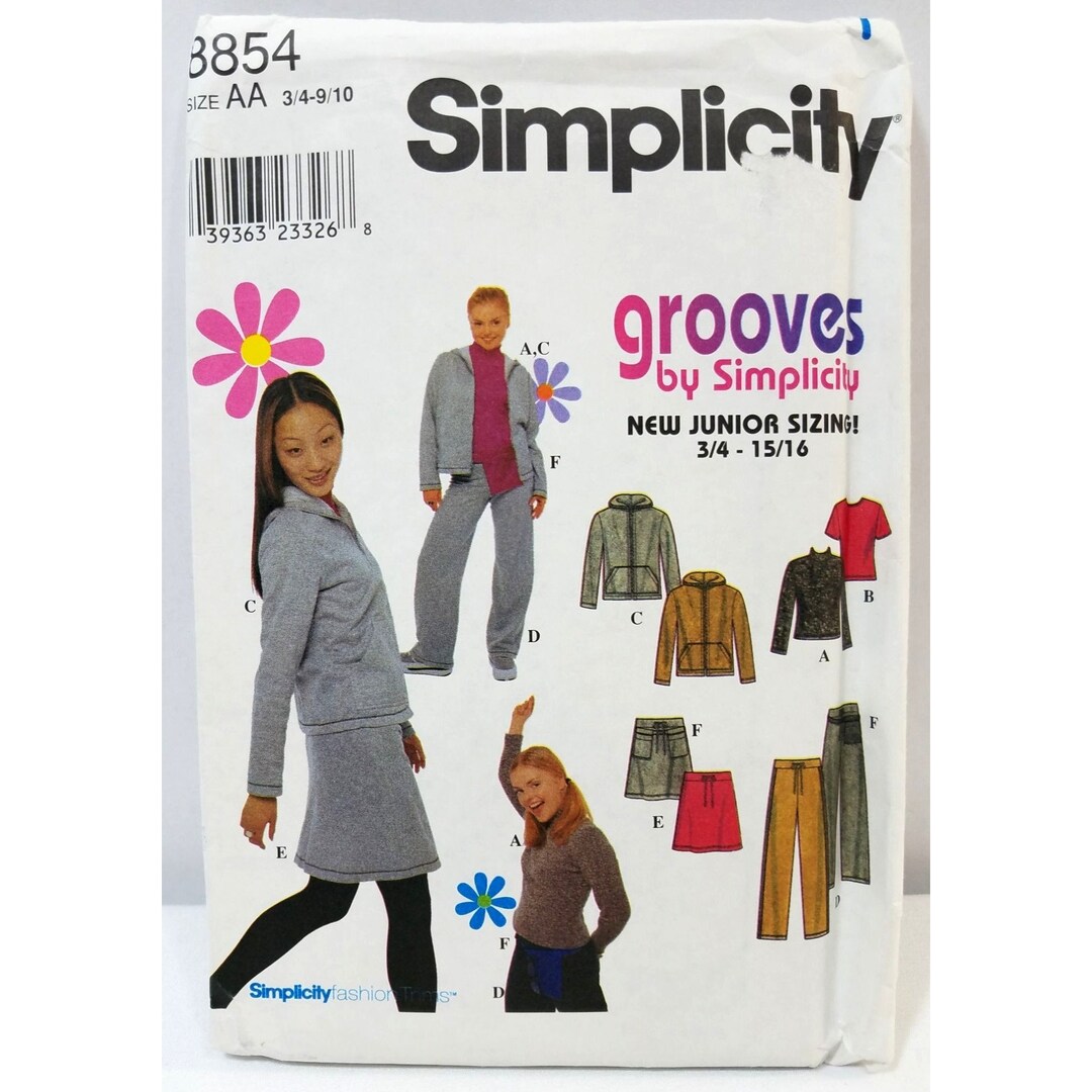 Simplicity Sewing Pattern 8854 Juniors Girls Top Pants Skirt Uncut ...