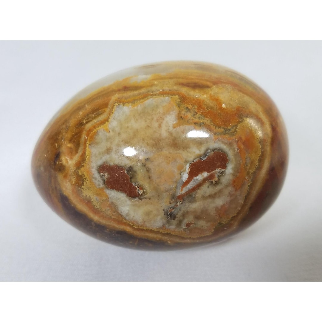 Alabaster Stone Egg Marble Design Brown Orange Ivory Vintage - Etsy