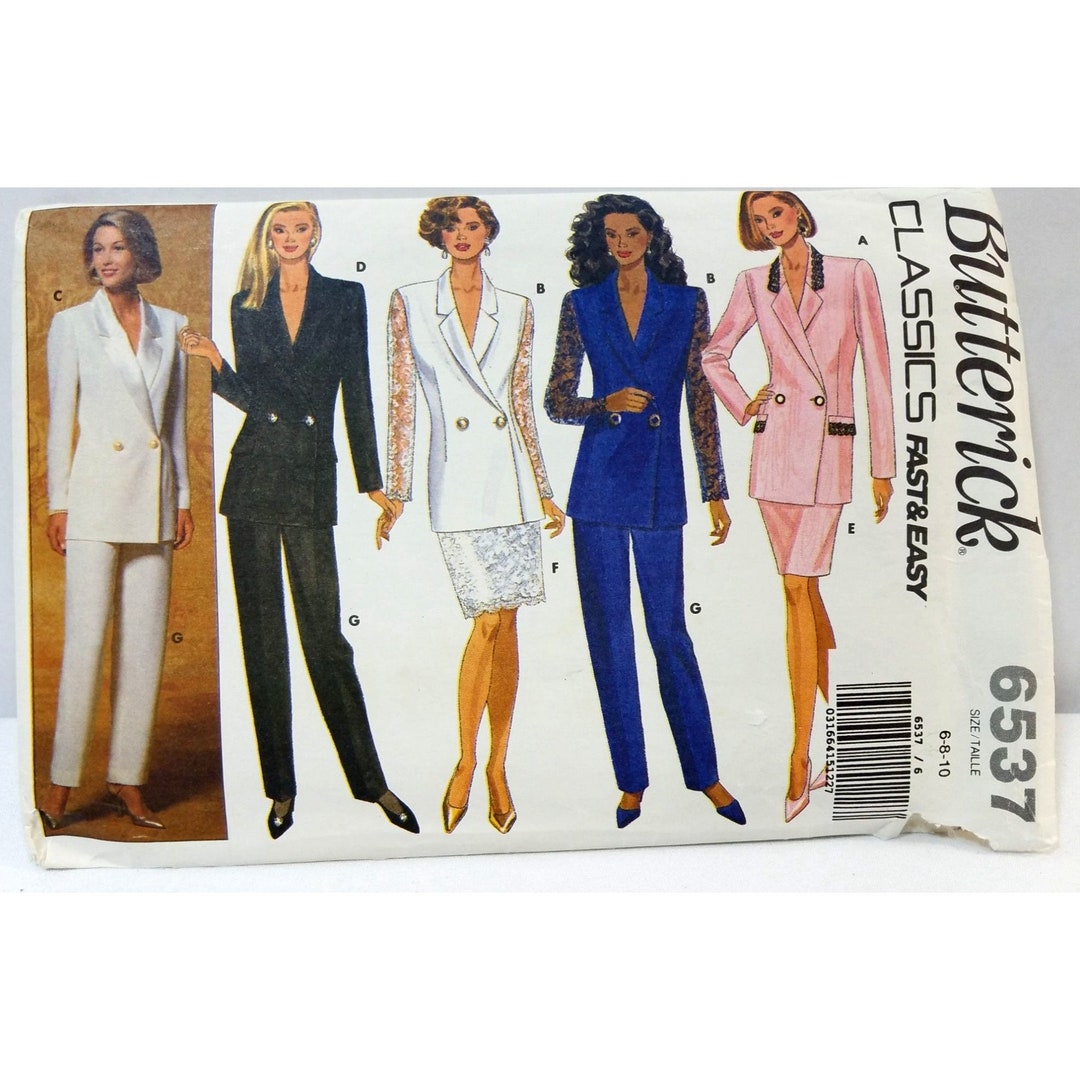 Butterick Sewing Pattern 6537 Womens Size 6-8-10 Jacket Skirt Pants ...