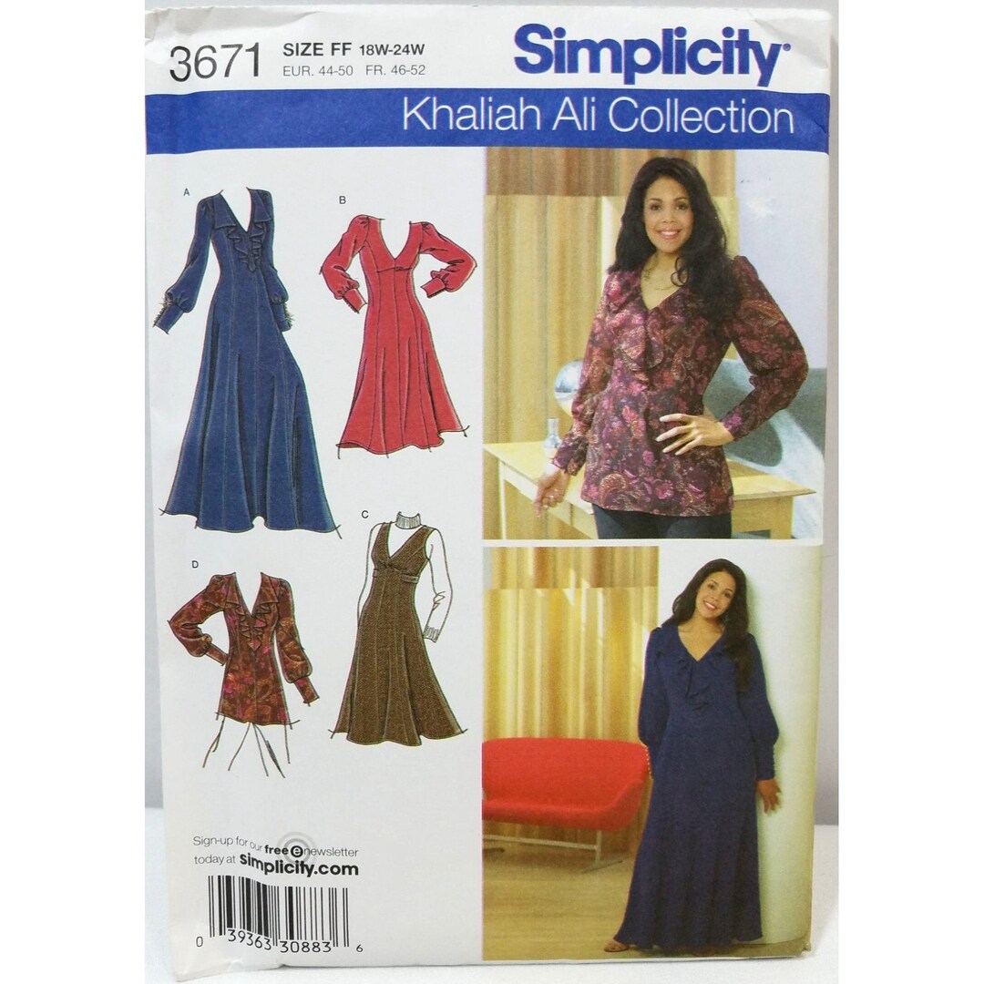 Simplicity Sewing Pattern 3671 Womens Dress Jumper Tunic Size 18W-24W ...