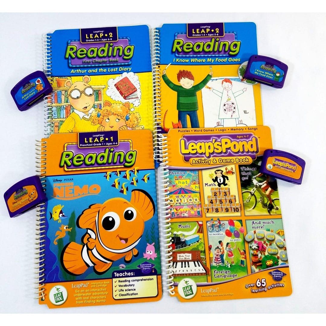 Leapfrog Leappad Books Cartridges Reading Ages 4-8 Leaps Pond Activity Game Book - Etsy