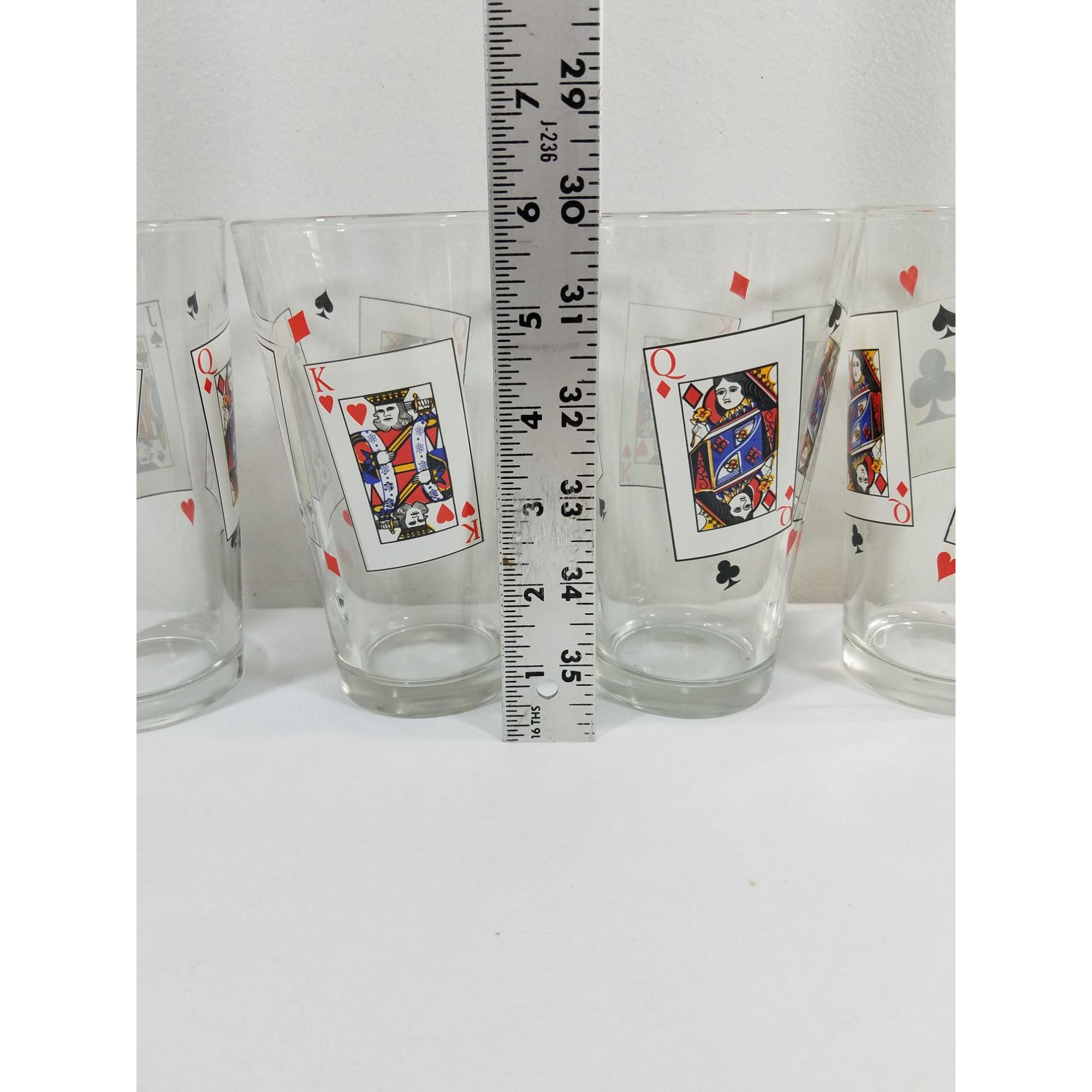 Playing Card Pint Highball Glasses Card Party Poker Game Barware VTG ...