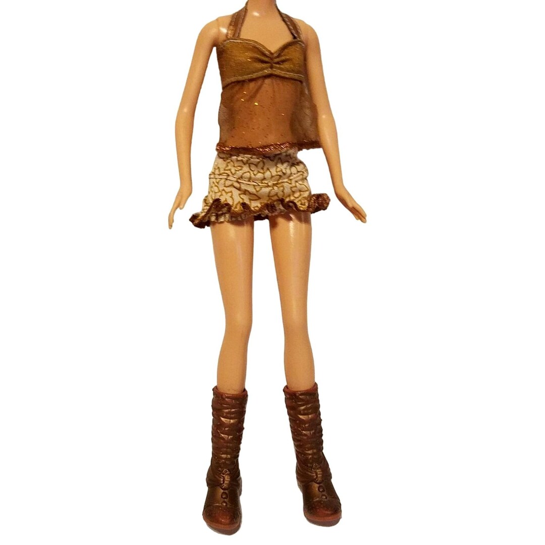 Barbie My Scene Club Disco Delancey Doll Outfit ONLY Bronze Top Skirt ...