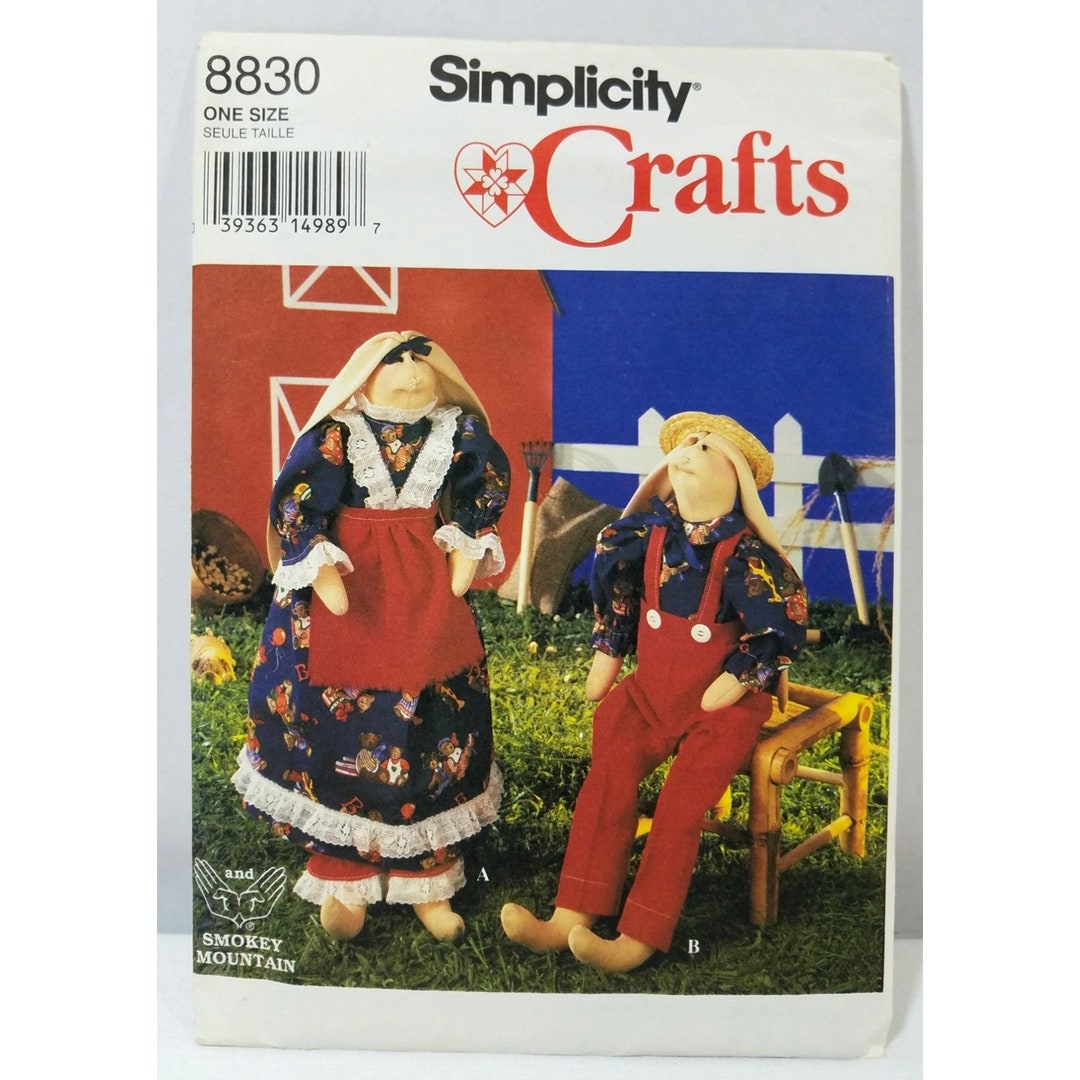 Simplicity Sewing Pattern 8830 Stuffed Rabbits and Clothes Smokey ...