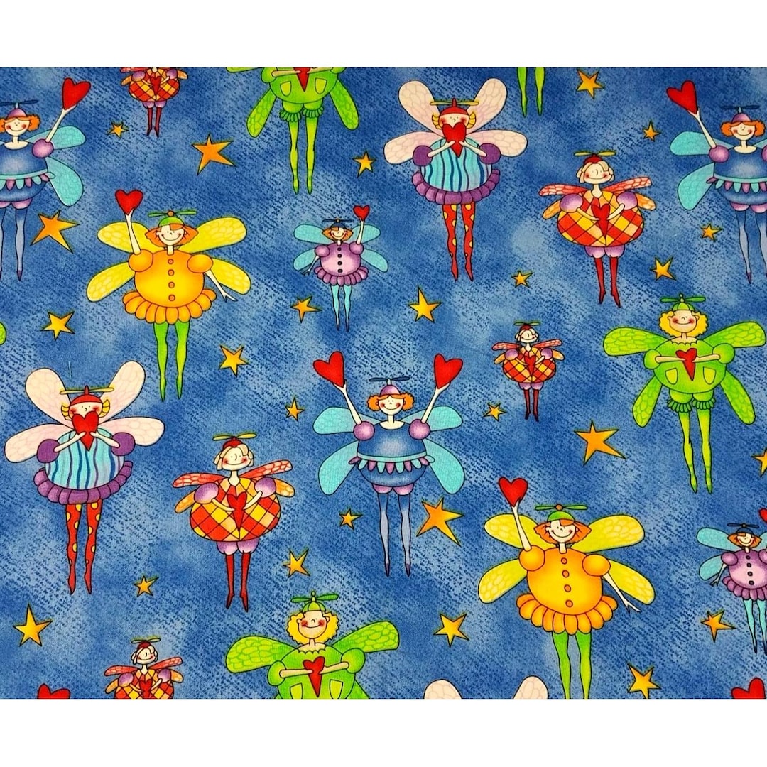 Timeless Treasures Fairy Fabric Blue Background 1 Yard - Etsy