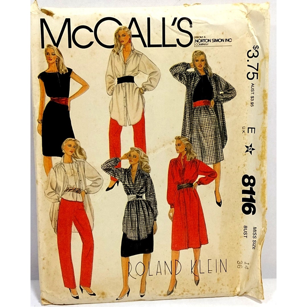 Mccall's Sewing Pattern 8116 Womens Dress Tunic Top Pants Skirt Uncut ...