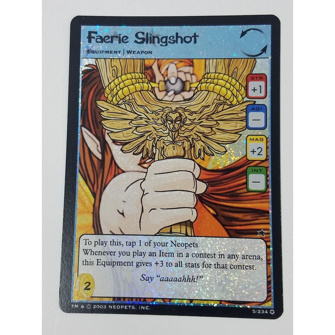 Neopets TCG Faerie Slingshot 5/234 Base Set Weapon Holo Foil Rare ...