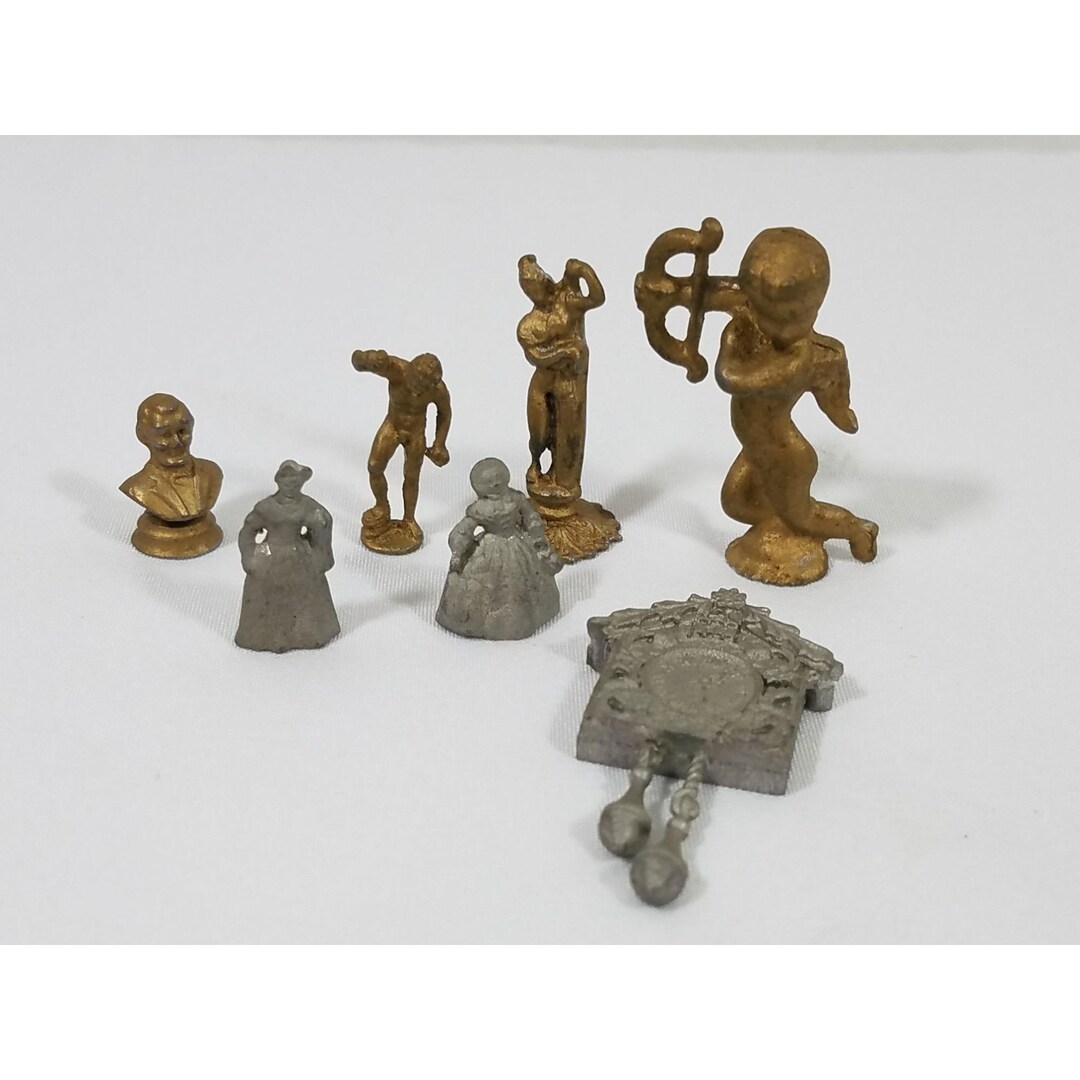 Miniature Dollhouse Figures Set of 7 Vintage Metal Figurines Clock ...