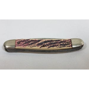 Vintage Colonial Prov USA Pocket Knife 2 Blades Plastic Wood Grain ...