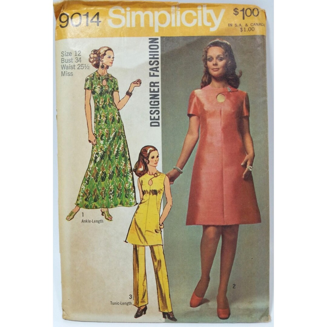 Simplicity Sewing Pattern 9014 Womens Dress Tunic Pants Size 12 Uncut ...