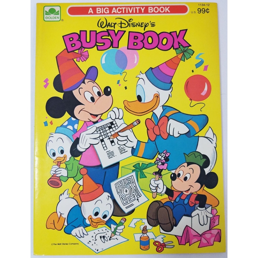Walt Disney's Busy Book Coloring Book Mickey Mouse Donald Duck 1986 ...