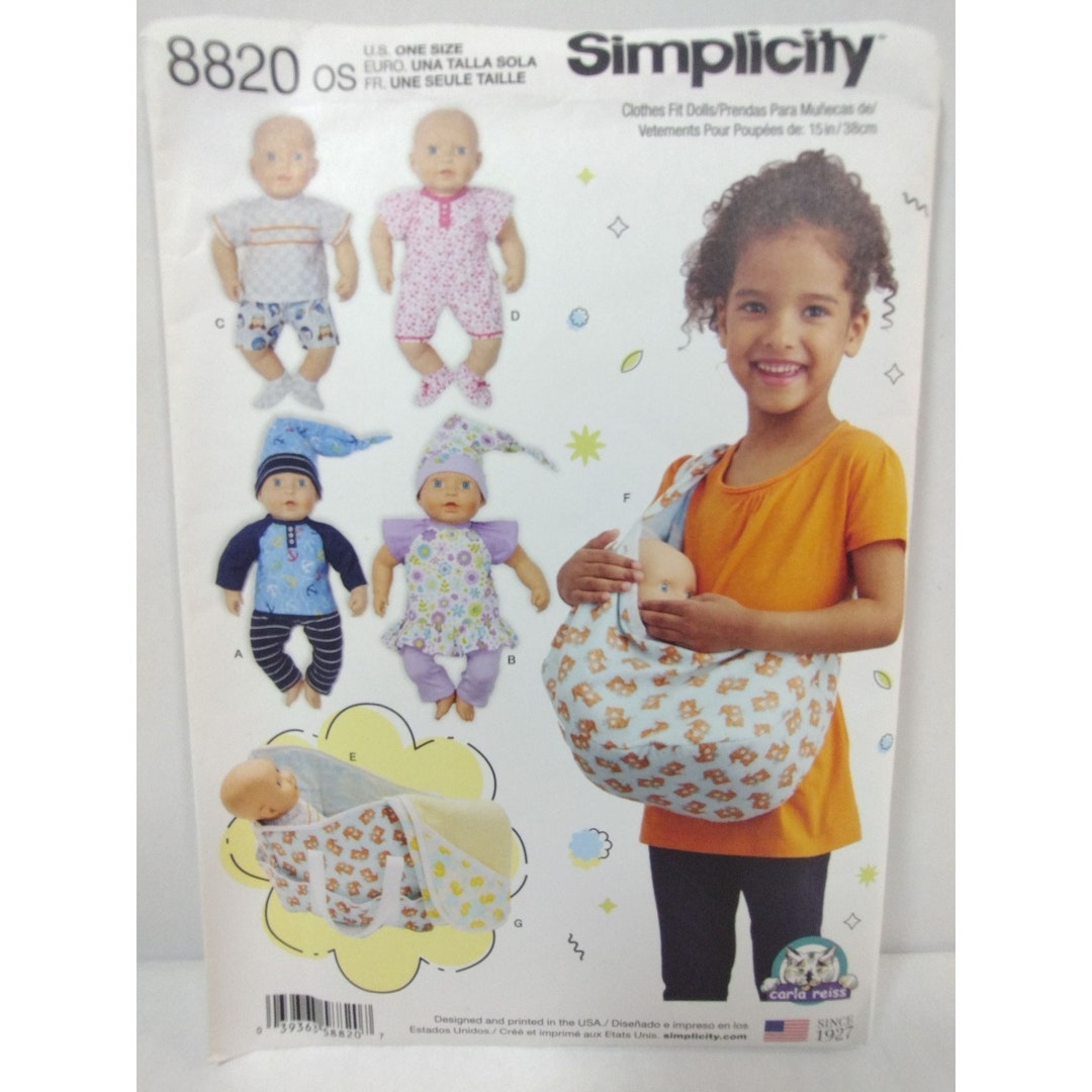 Simplicity Sewing Pattern 8820 Baby Doll Clothes Accessories Uncut ...